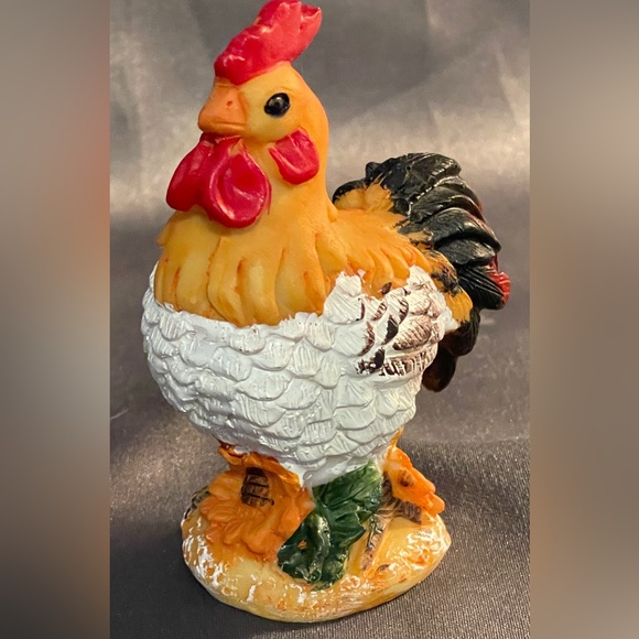 Source Unknown | Accents | Resin Rooster Decor 3 High Cream Black White ...